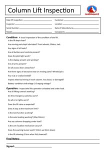 Column Lift Inspection Interactive | Redmount LTD